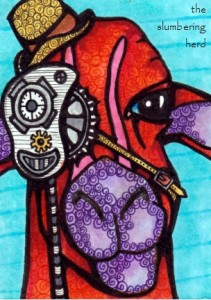 Steampunk ACEO Beasts, Copic Markers | The Slumbering Herd Art Blog